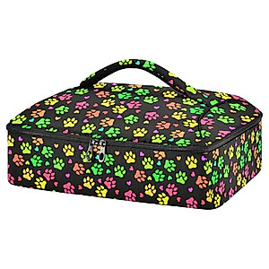 Kcldeci Insulated Thermal Food Carrier Insulated Casserole Carrier for Hot or Cold Food,Footprints Dog Cat Insulated Tote Bag for Potluck Cookouts Parties Picnic,Lasagna Lugger