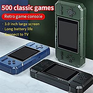 LILYRIN Retro Portable Mini Handheld Game Console 8-Bit 3.0 Inch Color Screen LCD Game Player Built-in 500 Games-Green