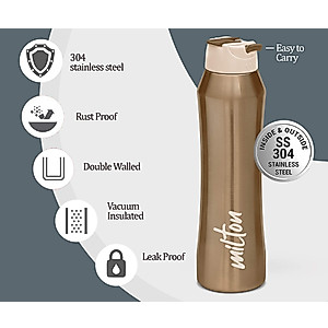 Milton Stark 900 Thermosteel 24 Hours Hot or Cold Water Bottle, 790 ml, Brown