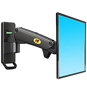 NB North Bayou TV Monitor Wall Mount Bracket Full Motion Articulating Swivel for 17-27 Inch Monitors with Gas Spring (Black Single Extension) F120-B