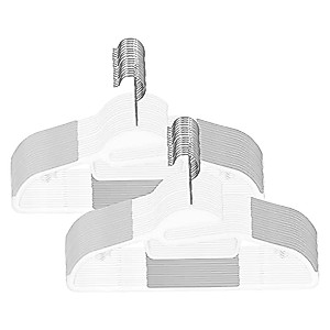 Simplify 40 Pack Ultimate Hanger | S-Shape Collar Saver | Ultra-Thin | Non-Slip | Accessory Bar | Belts | Scarves | Ties | Tank Top | Closet Organization | White