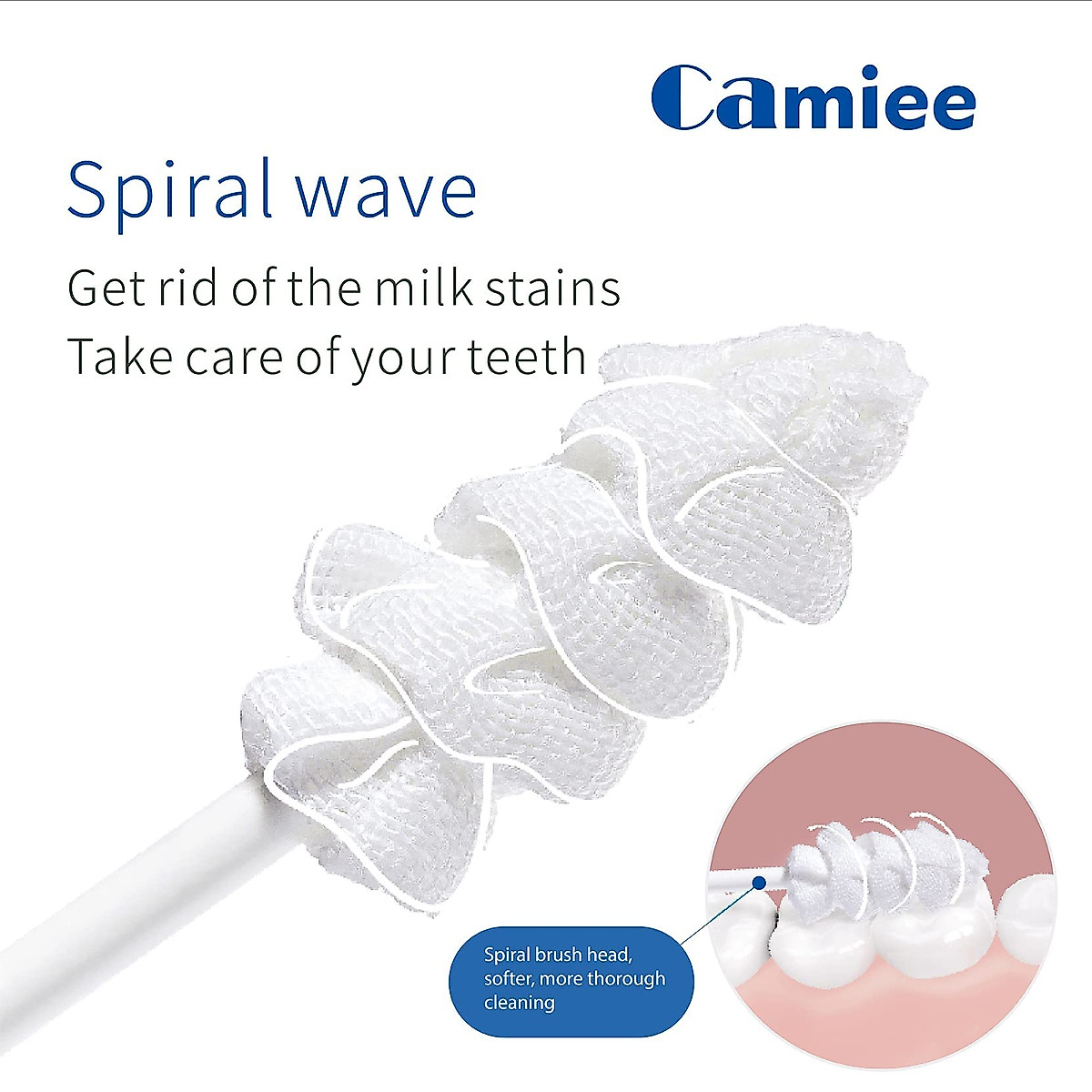 42 Pcs Baby Oral Cleaner [Upgrade Spiral Model] One-Time Baby Toothbrush for 0-36 Month Newborn Baby Oral Tongue Gauze Gum Cleaner