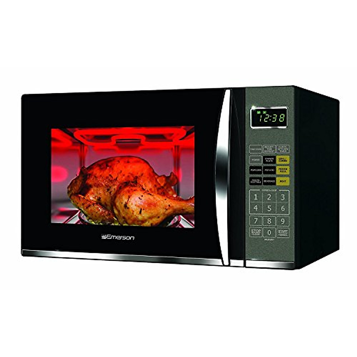 Emerson MWG9115SB-N Microwave Oven with Griller, Timer & LED Display 1100W, 11 Power Levels, 9 Pre-Programmed Settings, Removable Glass Turntable with Child Save Lock, 1.2 Cu. Ft, Stainless Steel