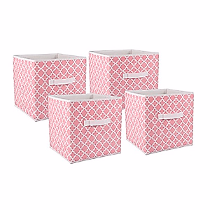 DII Non Woven Polyester Storage Bin, Pink Sorbet, Small Set of 4