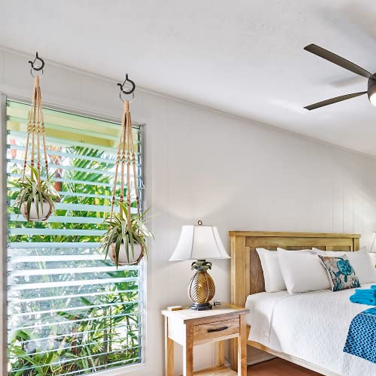 Ansxiy 10 PCS 3 inches Q-Hanger Hooks with Safety Buckle, Screw Hooks for Outdoor String Lights, Ceiling Hooks for Hanging Plants, Black