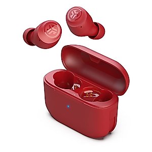 JLab Go Air Pop True Wireless Bluetooth Earbuds & Charging Case, Rose Red, Dual Connect, IPX4 Sweat Resistance, Bluetooth 5 Connection, 3 EQ Sound Settings Signature, Balanced, Bass Boost