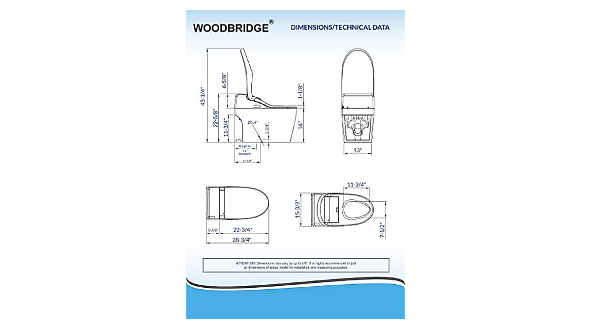 WOODBRIDGE B0960S Smart Bidet Toilet: Auto Flush & Open