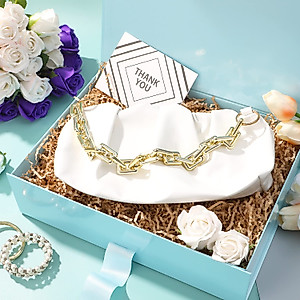 GREEN BEAN Large Gift Box with Lid for Present 13x9.7x3.4 Inches, Baby Blue Magnetic Gift Box with Ribbon, Bridesmaid Proposal Box, Luxury Gift Box(Glossy Baby Blue)