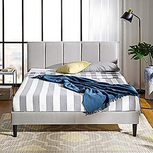 ZINUS Maddon Upholstered Platform Bed Frame / Mattress Foundation / Wood Slat Support / No Box Spring Needed / Easy Assembly, Beige, Queen