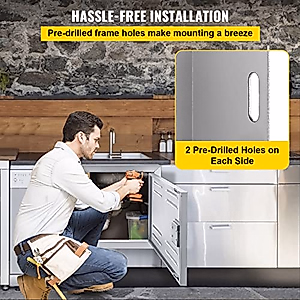 VEVOR Vented Access Door 12x12in Single Access Door with Vents, 304 Stainless Steel Outdoor Cooking Doors, Flush Mount Vented Utility Door with Lock, Beveled Frame Access for BBQ Island Grill Kitchen