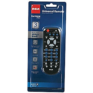 RCA 3-Device Palm-Sized Universal Remote, Long Range IR, Replaces Most Major Remote Brands, Designed for Comfort, RCR503BE