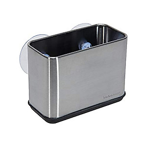 Kitchen Details Suction Sink Caddy | Sponge Holder | Suction Cup Basket | Perfect for Kitchen and Bathroom | Space Saving | Sleek Organizer | Stainless Steel