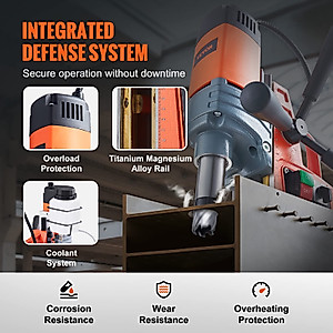 VEVOR Magnetic Drill, 1400W 2" Boring Diameter, 2922lbf/13000N Portable Electric Mag Drill Press with Variable Speed, 810 RPM Drilling Machine for any Surface Home Improvement Industry Railway