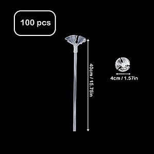 100 Pcs Plastic Balloon Sticks Holders with Balloon Cups 16 Inch for Birthday Wedding Anniversary Festivals Party Decor (100PCS 16 Inch, Clear)