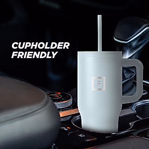 IRON °FLASK Co-Pilot Insulated Mug w/Straw & Flip Cap Lids - Cup Holder Bottle for Hot, Cold Drink - Leak-Proof - Water, Coffee Portable Travel Mug - Morning Mist, 16 Oz