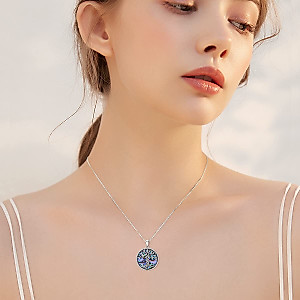 TOUPOP Christmas Gifts for Women Tree of Life Necklaces 925 Sterling Silver Abalone Shell Family Tree Pendant Necklace Jewelry Gifts for Women Friends Mom Birthday