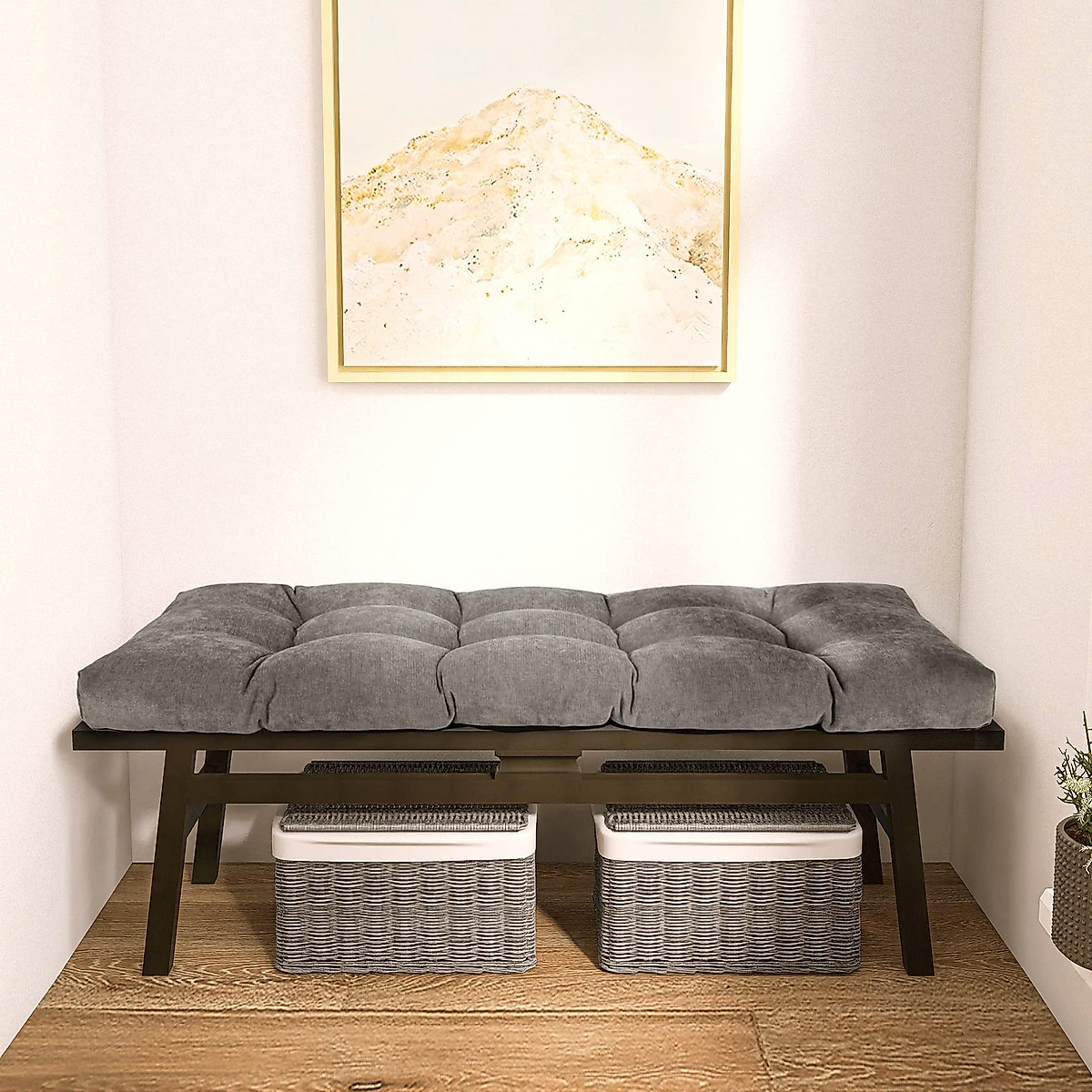 sutailocus Bench Cushion Bench Cushions for Indoor Furniture,Non-Slip Tufted Outdoor Bench Cushion,Window Seat Cushions Indoor,for Piano/Patio Bench,Memory Foam(Custom Size)