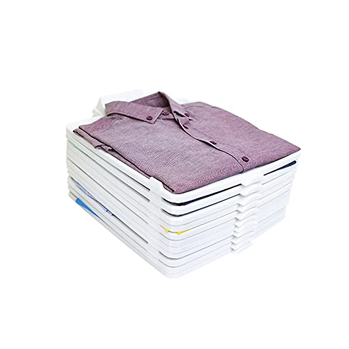 DecoBella T-Shirt Organizer for Closets, Drawers, 10 Pack Durable Stackable Shirt Folder, Anti Wrinkle Clothes Organizer, File Organizer, 10 Pcs Laundry Folding Board (WHITE)