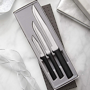Rada Cutlery Housewarming Knife Gift Set – 3 Piece Stainless Steel Knives With Black Resin Stainless Steel Handles Made in the USA