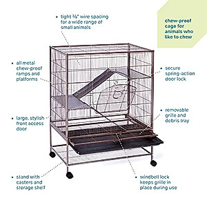 Prevue Pet Products Rat, Chinchilla, Baby Ferret Cage, Metal Home Crate for Small Animal Critters, Chew-Proof House with Caster Wheels, Earthtone Dusted Rose Hammertone Finish 31 inches x 20.5 inches x 40 inches