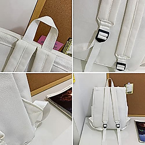 Kawaii Backpack for Teen Girls Boys School College Travel Aesthetic Bookbag with Cute Pendant Casual Bag Schoolbag Daypack (Black/White)