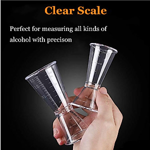 Double Clear Plastic and Stainless Steel Japanese Style Jigger, Set of 3, Cocktail Measuring Shot Glasses Drink Spirit Measure Cup for Bar Party Kitchen Tool