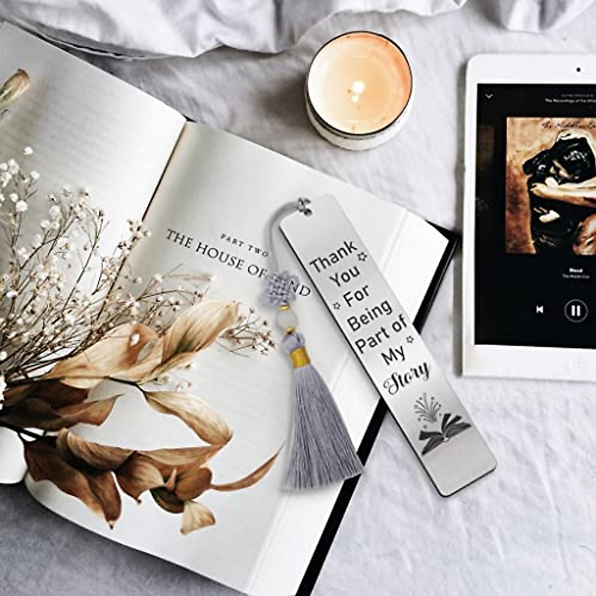 Ptzizi Thank You for Being Part of My Story, Metal Engraved Bookmark with Tassel for Friends Teachers Students Book Lovers Retirement Graduation Christmas Anniversary Birthday Gifts