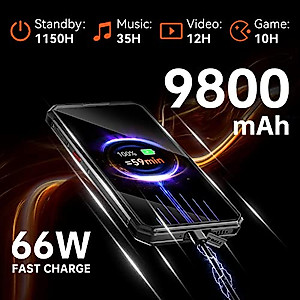 OUKITEL WP21 Rugged Smartphone Unlocked,17+256GB Android 12 Cell Phone,120Hz Helio G99 9800mAh Battery 66W Fast Charge,64MP Camera 20MP Night Vision,6.78" FHD+ Waterproof Mobile Phone 4G Dual Sim NFC