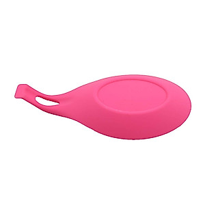 Idiytip Silicone Heat Resistant Spoon Fork Mat Rest Silicone Spoon Holders Utensil Spatula Holder Kitchen Tool,Rose red