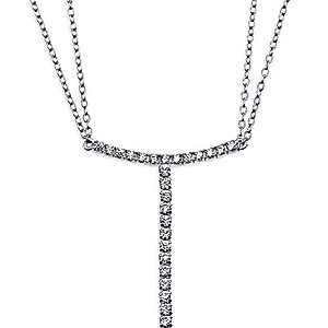 Minimalist Simple Thin Cubic Zirconia Pave CZ Lariat Choker Necklace For Women For Prom For Wedding .925 Sterling Silver Adjustable