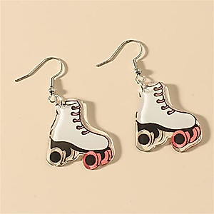 MALOYANVE Roller Skate Earrings for Women Girls Personalized Funny Acrylic Sport Athletic Earrings Sport Skater Charm Jewelry Roller Derby Team Gifts Roller Lovers Gifts (Roller Skate)