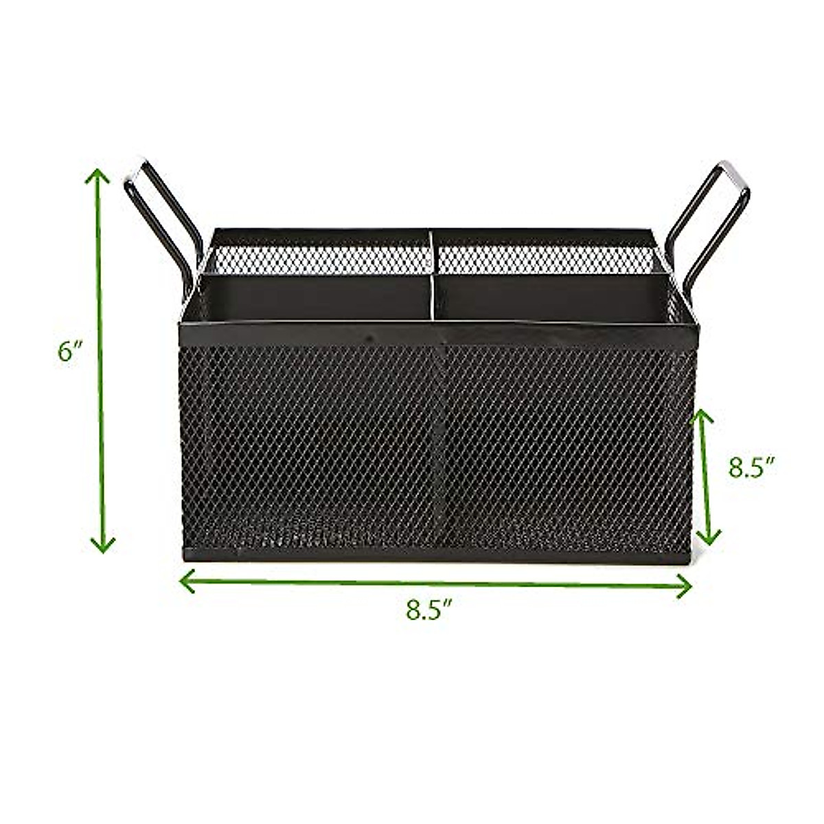 Mind Reader 4-Section Metal Mesh Storage Caddy, Kitchen Utensil Holder, Flatware and Silverware Organizer, Napkin Holder, Black