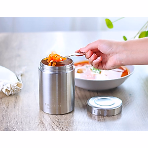 ecozoi Stainless Steel Insulated Lunch Box, Food Jar - Vacuum Insulated Thermos, 17 Oz + Spork + Lunch Bag