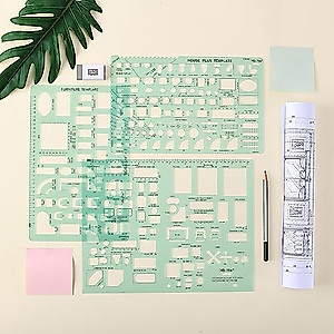 Mr. Pen- House Plan, 3 Pack, Green, Interior Design and Furniture Templates, Drafting Tools and Ruler Shapes for Architecture, Drafting Tools, Architecture Supplies, Drafting Templates