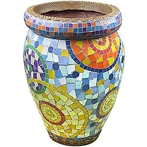 JUTNET Extra Large Villa Garden Planter Pot European Retro Hand-Painted Flower Pot Mediterranean Classical Outdoor Plant Pot Garden Floor Ceramic Mosaic Bonsai Garden Decor Planters ( Color : B )