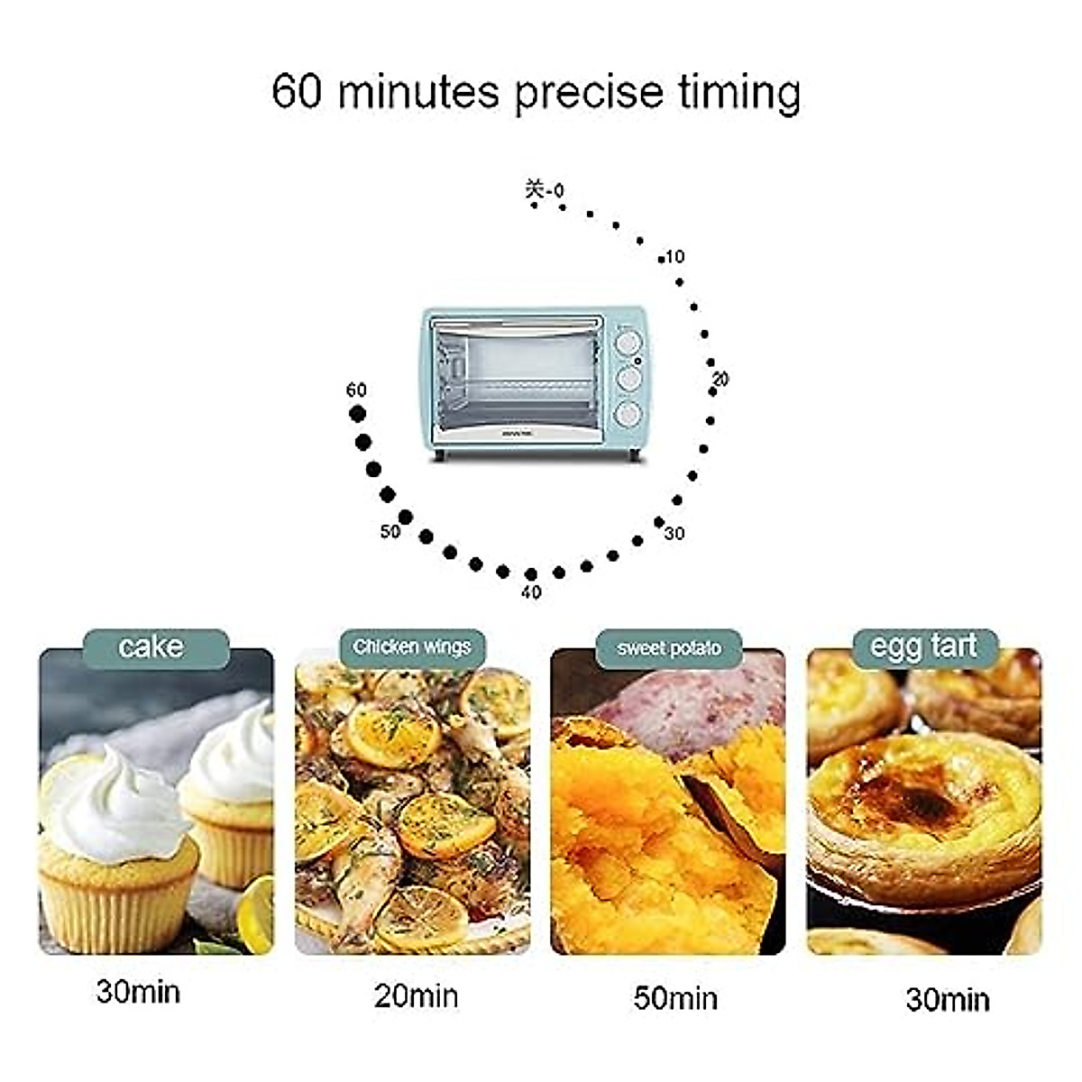 MODADA Electric oven home 19 liters mini oven adjustable temperature 0-250 ℃ and 60 minutes timer three baking position home baking electric oven baking cake bread pie multifunctional function unified