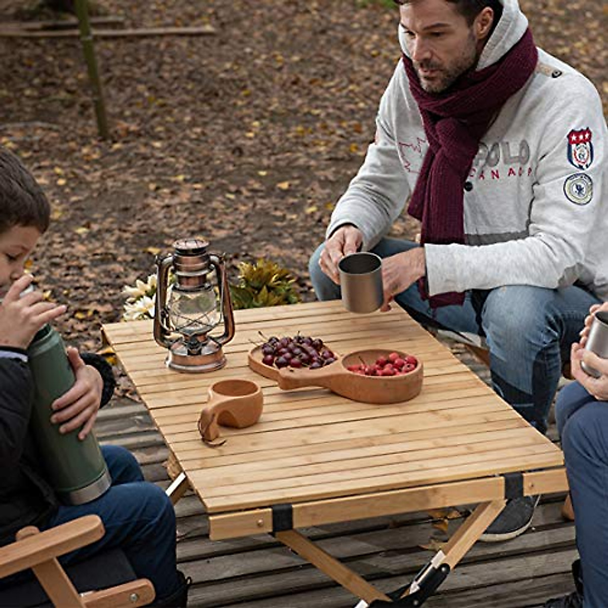 THRONKENGER Wood Camping Table Portable Picnic Table Foldable Outdoor Table for Picnic, Camping, Travel, Beach, Mountain, Patio, Garden BBQ