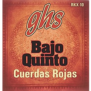 GHS Strings RKX-10 RED COATED STAINLESS STEEL BAJO QUINTO Strings, Loop End - Cuerdas Rojas