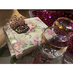 AVEVER | Decorative napkins for Decoupage | Blush Pink AVEVER | Disposable AVEVER | Shabby Chic AVEVER | Birthday AVEVER for Women Artist Teacher, white yellow pink purple green, 6.5 x 6.5 x 1 inches