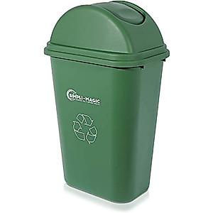 SIMPLI-MAGIC Swing-Top Lid Recycle Bin, Premium, Green