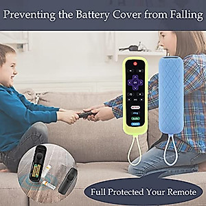 Onn Roku TV 2Pack Silicone Universal Protective Controller Sleeve for Hisense Roku TV Remote | Roku Streaming Stick | Roku Ultra Remote Voice Control (Glow Yellow & Glow Blue)