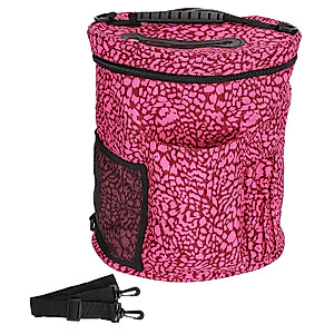 XHTLLO Crochet Bag, Cylindrical Knitting Bag Yarn Storage Organizer, Portable Yarn Organizer Crochet Bag with Detachable Carrying Strap, Crochet Supplies Gift