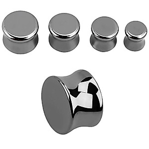 Hematite Stone Double Flared Plug Earrings, Sold as a Pair (20mm (13/16"))