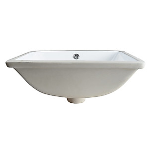 DeerValley DV-1U306 Ursa Undermount Bathroom Sink, 18'' x 13'' Vessel Sinks Rectangle Undermount Sink Modern White Ceramic Vanity Vessel Sink with Overflow