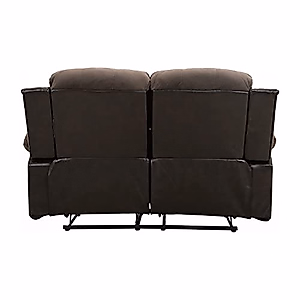Lexicon Humphreys Loveseat Recliner - Soft Faux Leather Double Reclining Sofa, Manual Pull Tab, Wall Hugger, High-Density Foam, Solid Wood Frame, Easy Assembly, 62.5"W, Living Room, RV - Brown Shades