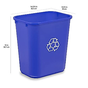 AmazonCommercial 7 Gallon Commercial Office Wastebasket, Blue w/Recycle Logo, 2-Pack