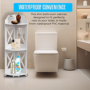 KOAJ Corner Shelf Stand: Versatile Storage Organizer Ideal for Bathrooms, Perfect for Small Spaces. Waterproof Stand, Multi-Functional as Toilet Paper Holder. Elegant White Design