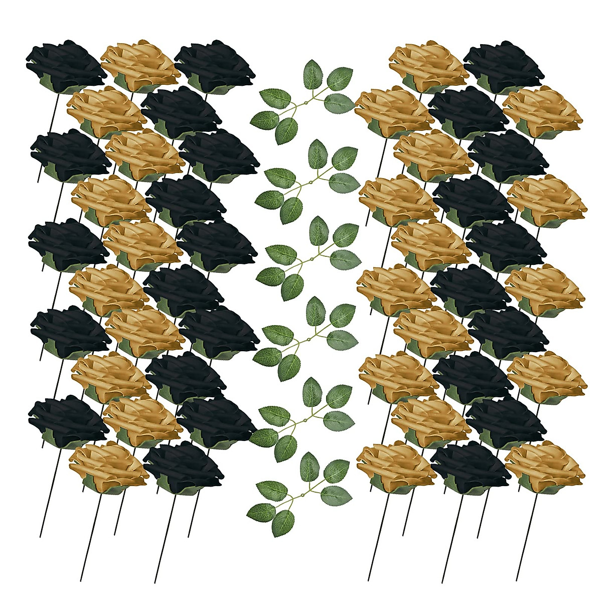 cosybeau Roses Artificial Fake Rose Flowers 50 PCS for Christmas Decorations Bouquets Wedding Centerpieces Arrangements Party Home Decor (Black)