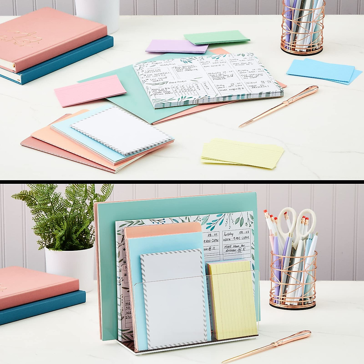 Clear Acrylic File Organizer with 2 Slots, Office Desk Paper, Mail, and Letter Sorter (9 x 5 x 7 in)