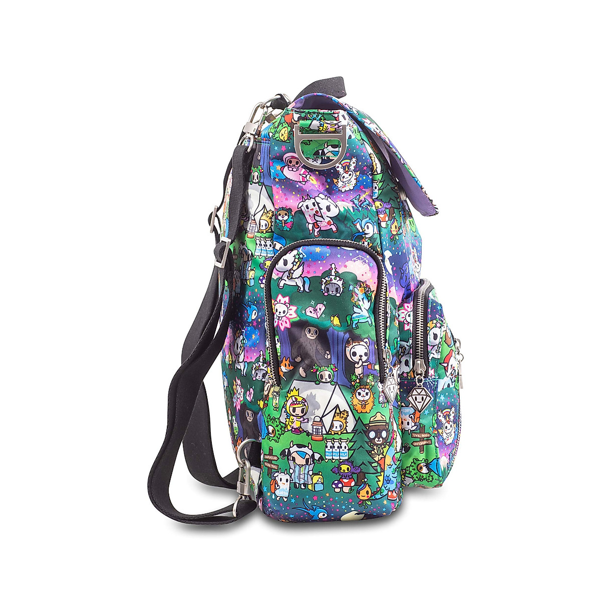 JuJuBe x Tokidoki Diaper Backpack + Messenger Bag, Be Sporty | Multi-Functional, Lightweight, Durable + Travel Friendly | Camp Toki